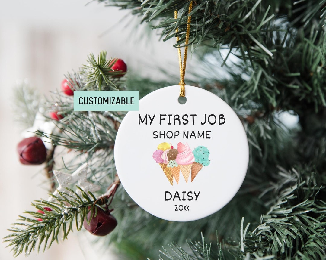 Personalized My First Job Ice Cream Ornament, New Job Gift for Son ...