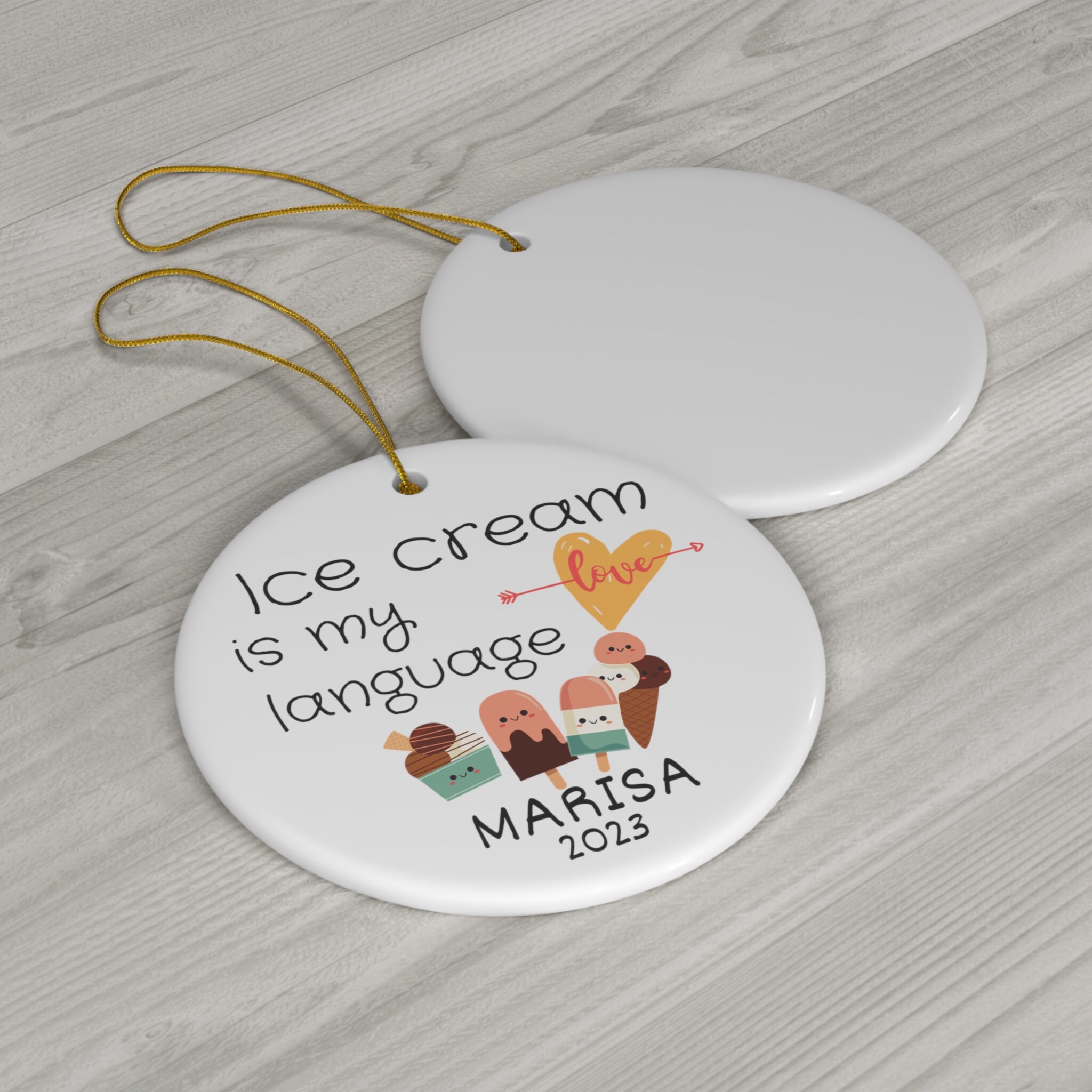 Personalized Ice Cream Ornament, Custom Name Ice Cream Lover Gift, Ice ...