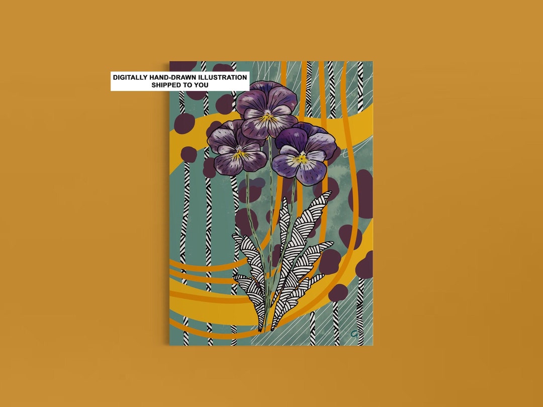 Violet Flower Art Print Botanical Abstract Illustration - Etsy