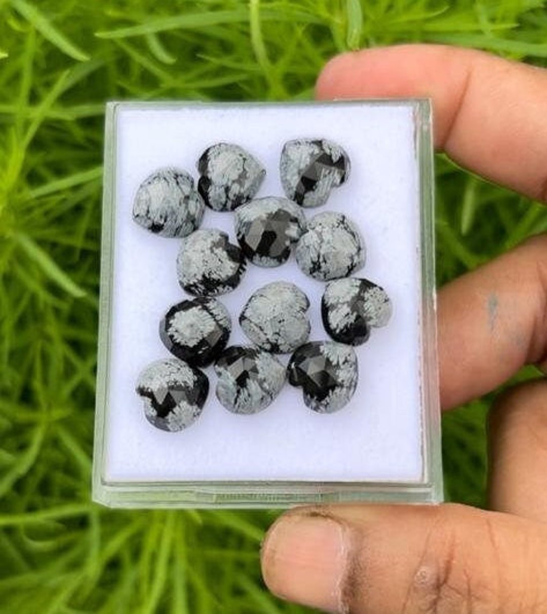 Snowflake Obsidian Natural Loose Cut Heart Shape Obsidian Flat Back ...
