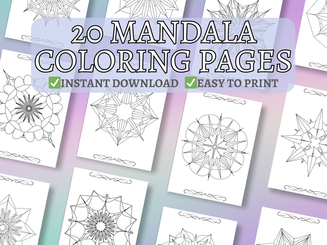 Mandala Coloring Pages Book Adult Stress Relief Printable PDF Instant ...