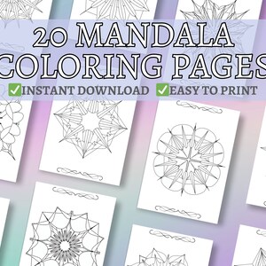 Mandala Coloring Pages Book Adult Stress Relief Printable PDF Instant ...