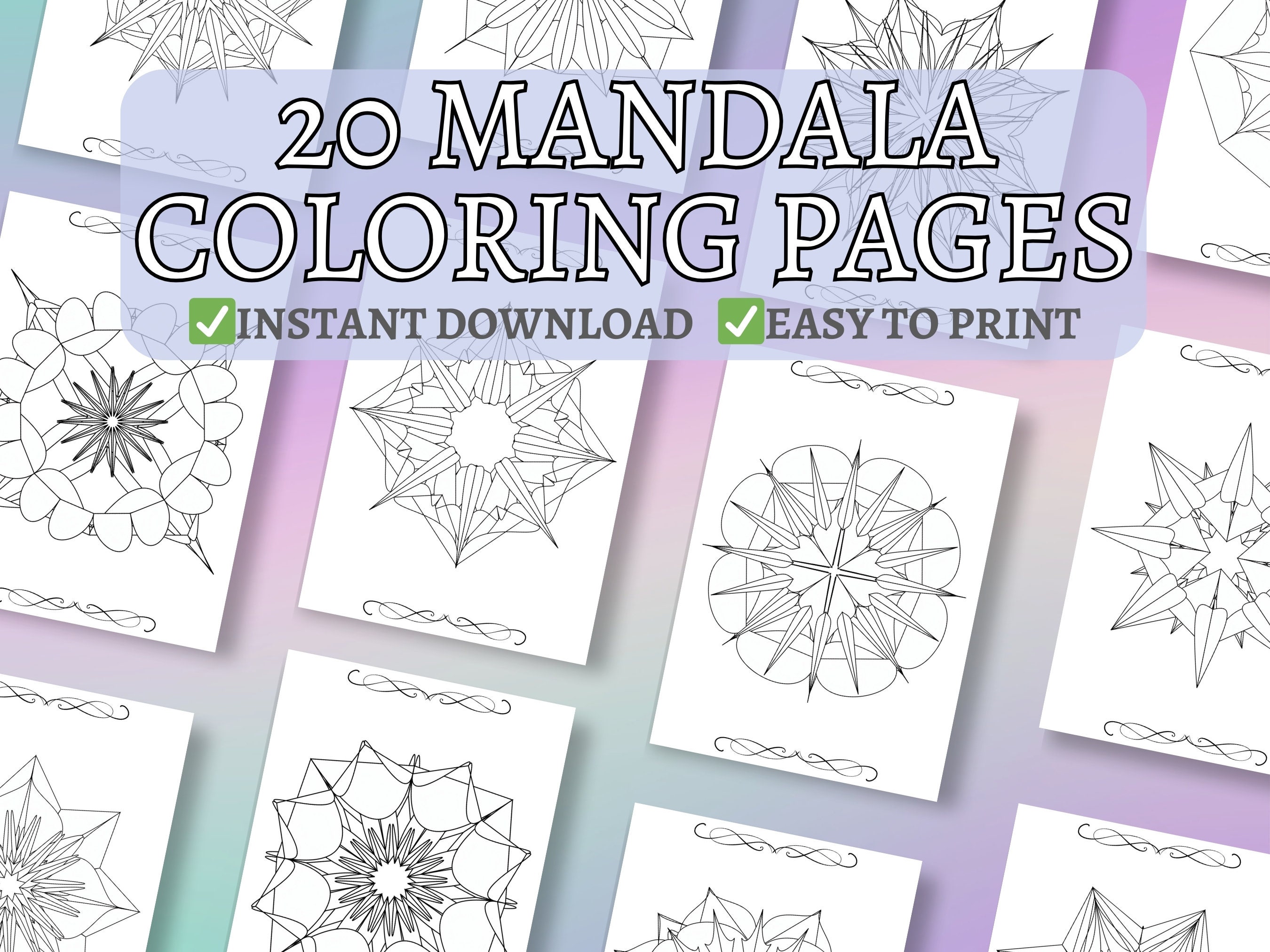 Mandala Coloring Pages Book Adult Stress Relief Printable PDF Instant ...