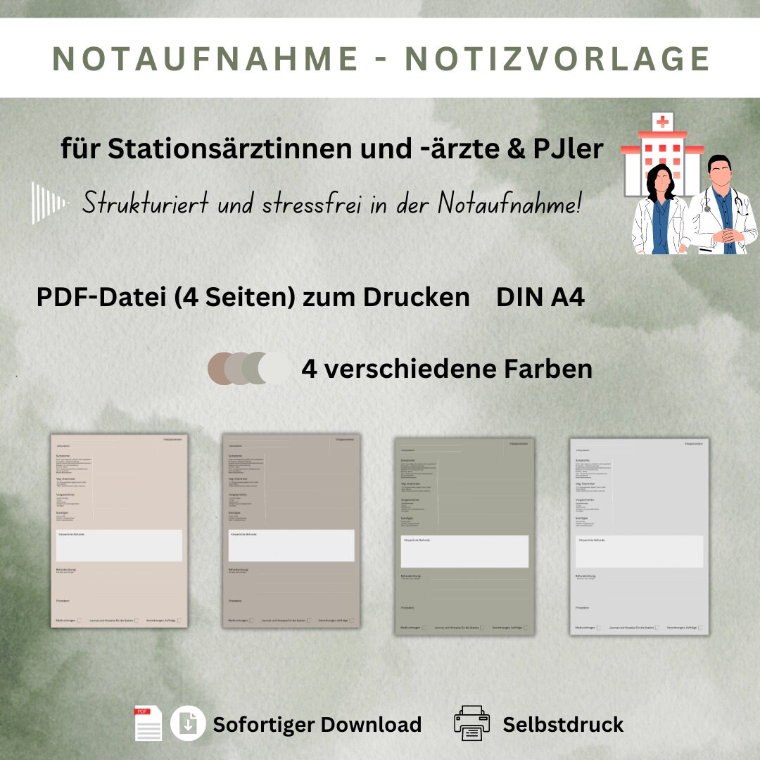 Emergency Room Note Template I for Doctors and PJ I in Different Colors ...