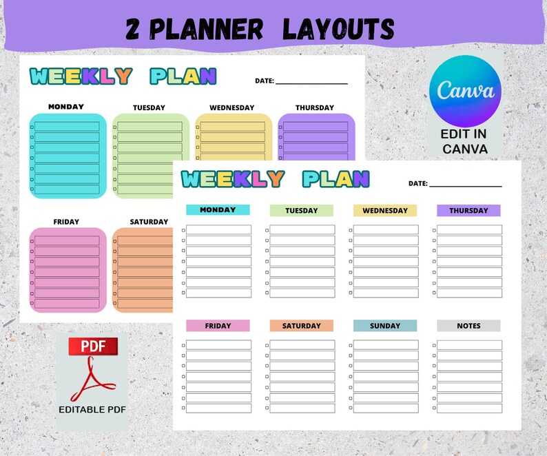 Editable Weekly Planner | Printable, Digital | Weekly Planner PDF ...