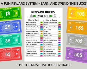 Kids Reward Bucks, Mom Bucks, Reward System for Kids, Chore Bucks, Good ...