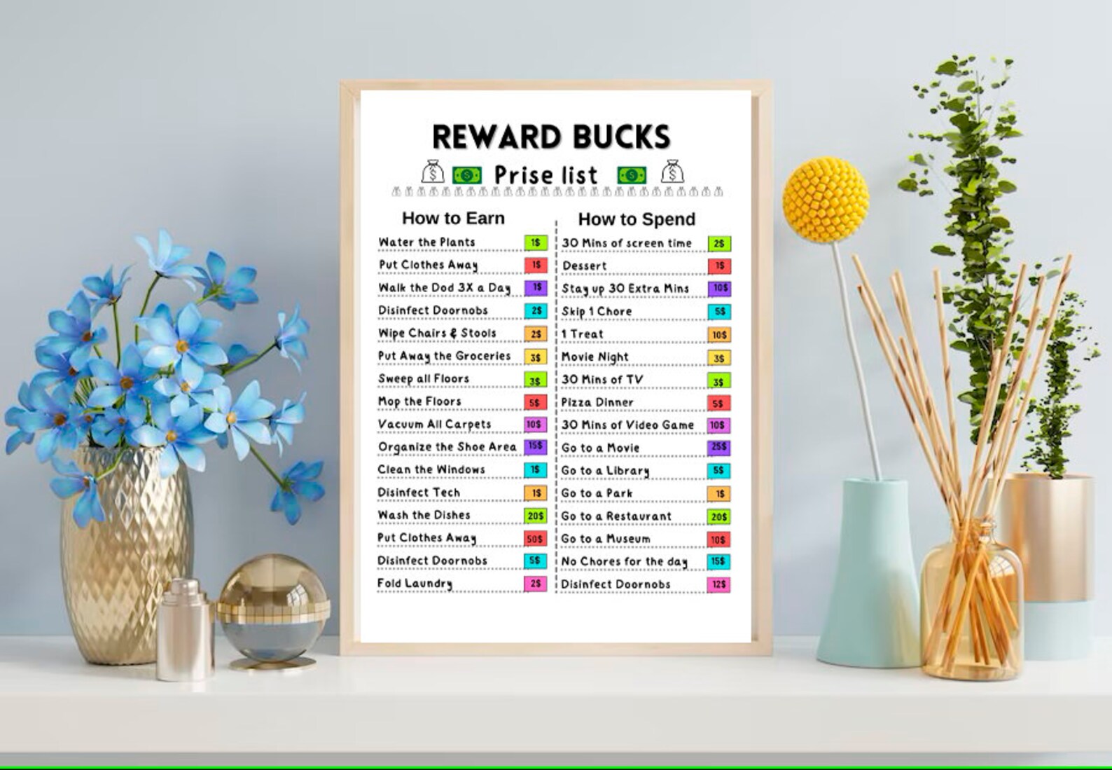 Editable Kids Reward Bucks Printable Mom Bucks, PDF Reward System for ...