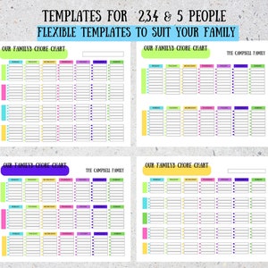 Family Chore Chart, Editable Family Planner Printable, Weekly Family ...