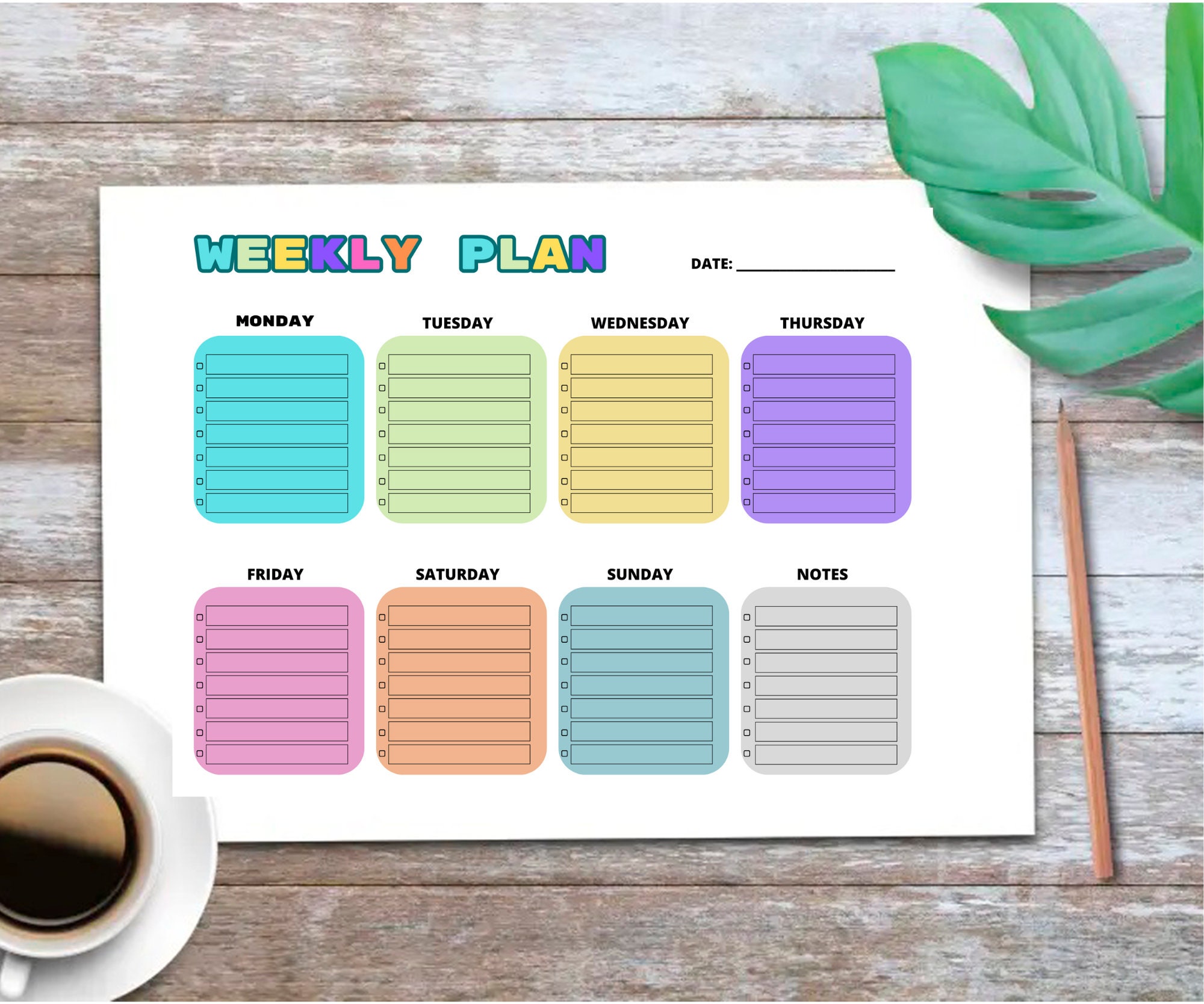 Editable Weekly Planner Printable, Digital Weekly Planner PDF Weekly ...