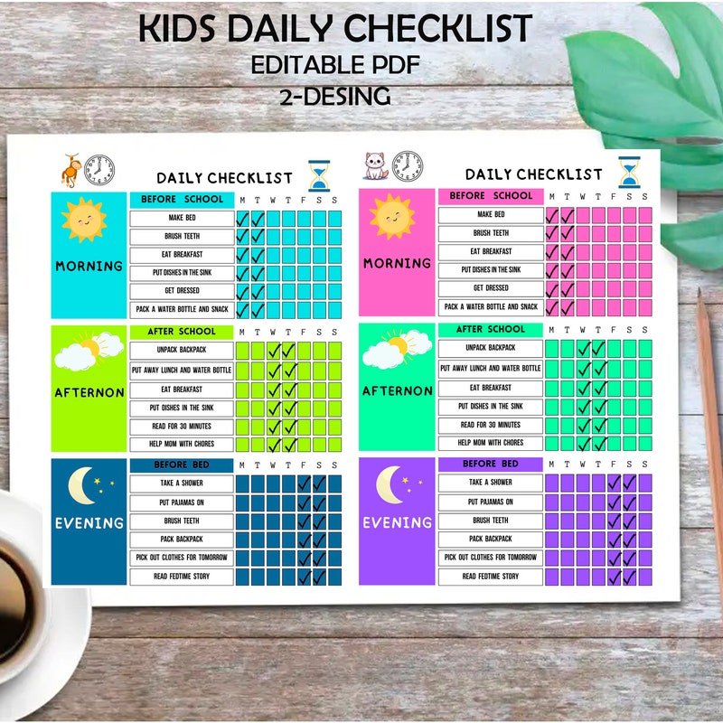 Kids Daily Checklist Printable - Etsy