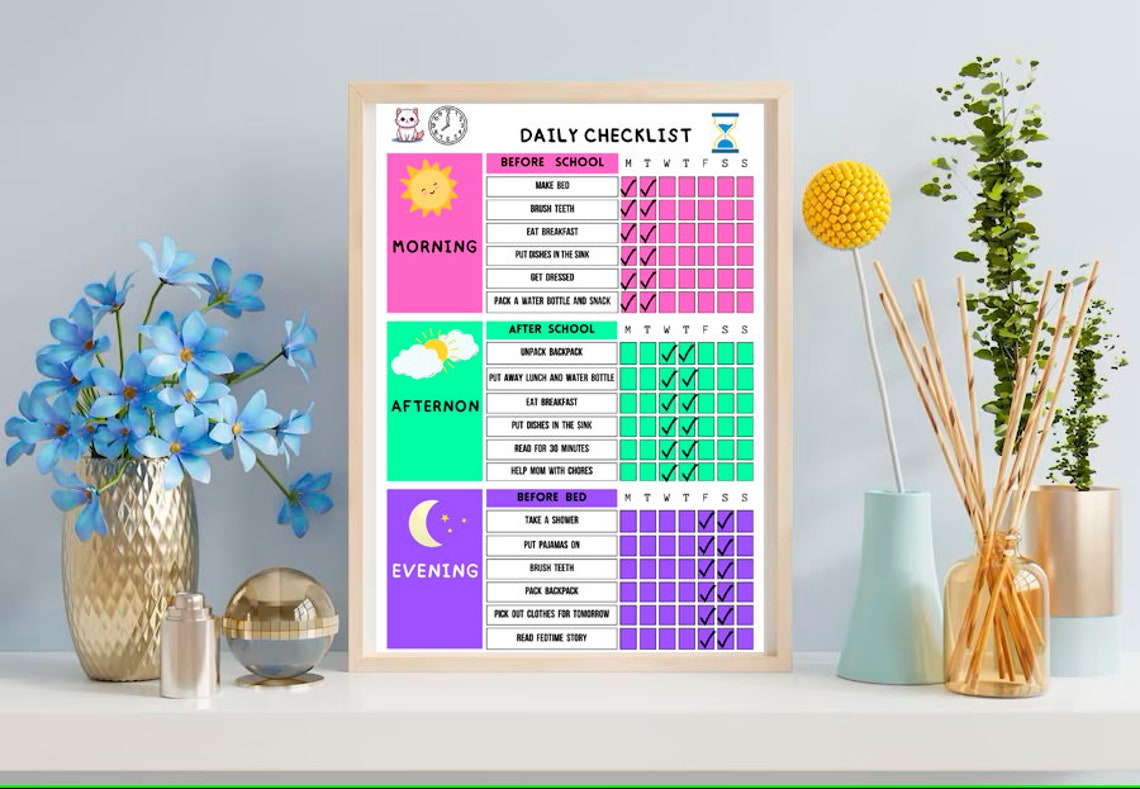 Kids Daily Checklist Printable Editable Daily Schedule - Etsy Canada
