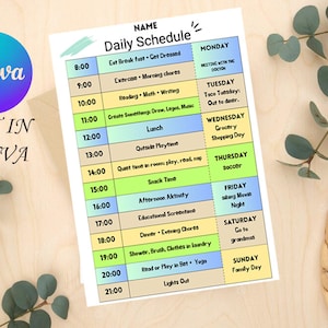 Daily Schedule, Editable PDF File. Daily Schedule Template, Daily ...