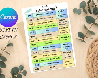 Editable Daily Schedule Template, Daily Routine, Kids Planner for ...