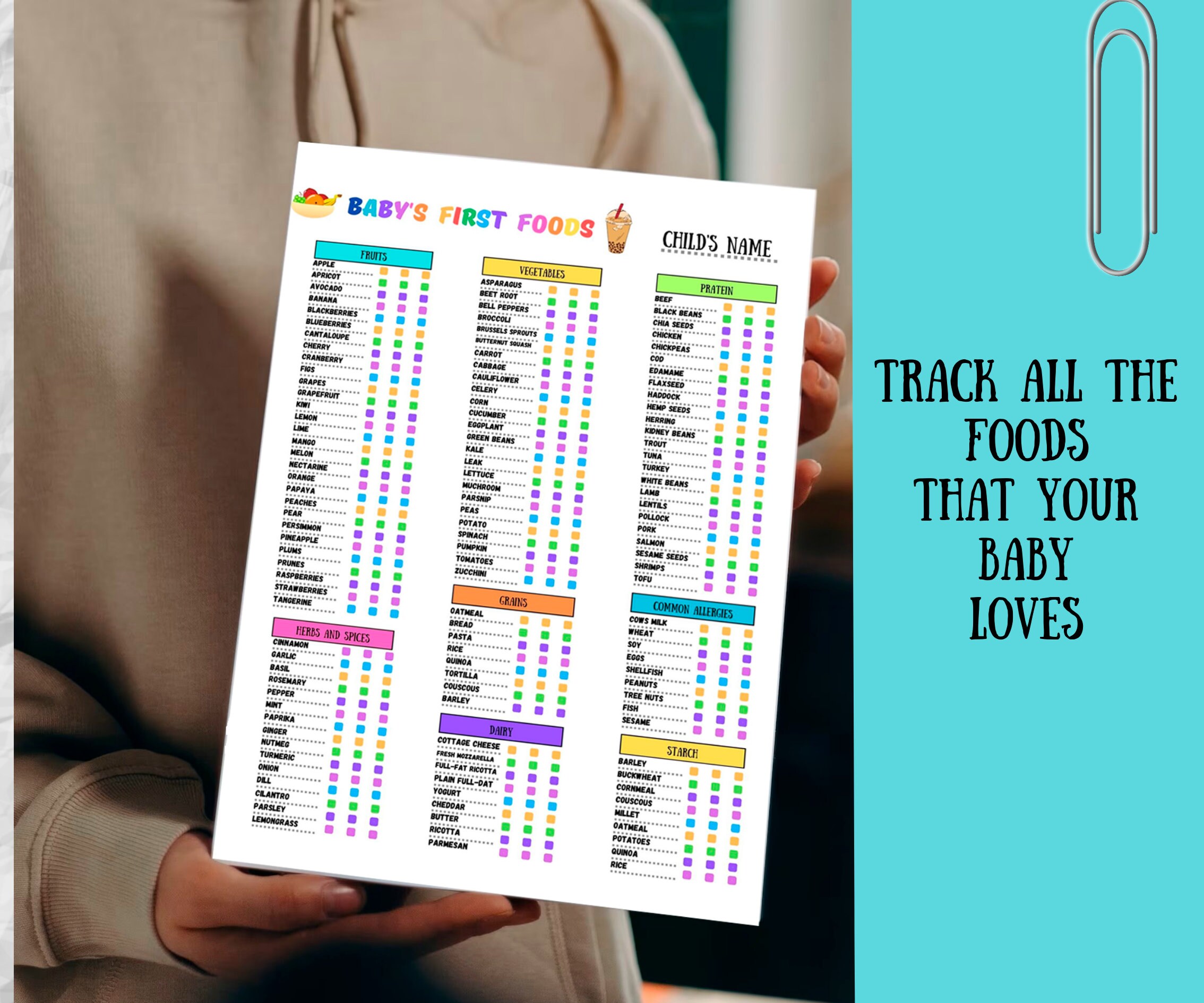 Baby Food Tracker Printable BUNDLE, Babys First Foods, Meal Planner ...