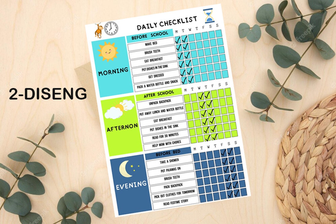 Kids Daily Checklist Printable, Editable Daily Schedule Checklist for ...
