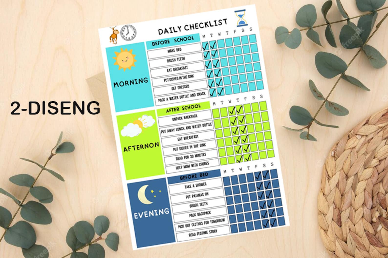 Kids Daily Checklist Printable, Editable Daily Schedule Checklist for ...