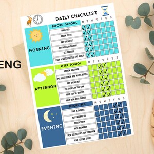 Kids Daily Checklist Printable, Editable Daily Schedule Checklist for ...