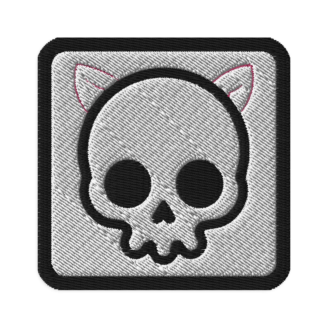 Skull Kitty Square Embroidered Patch - Etsy