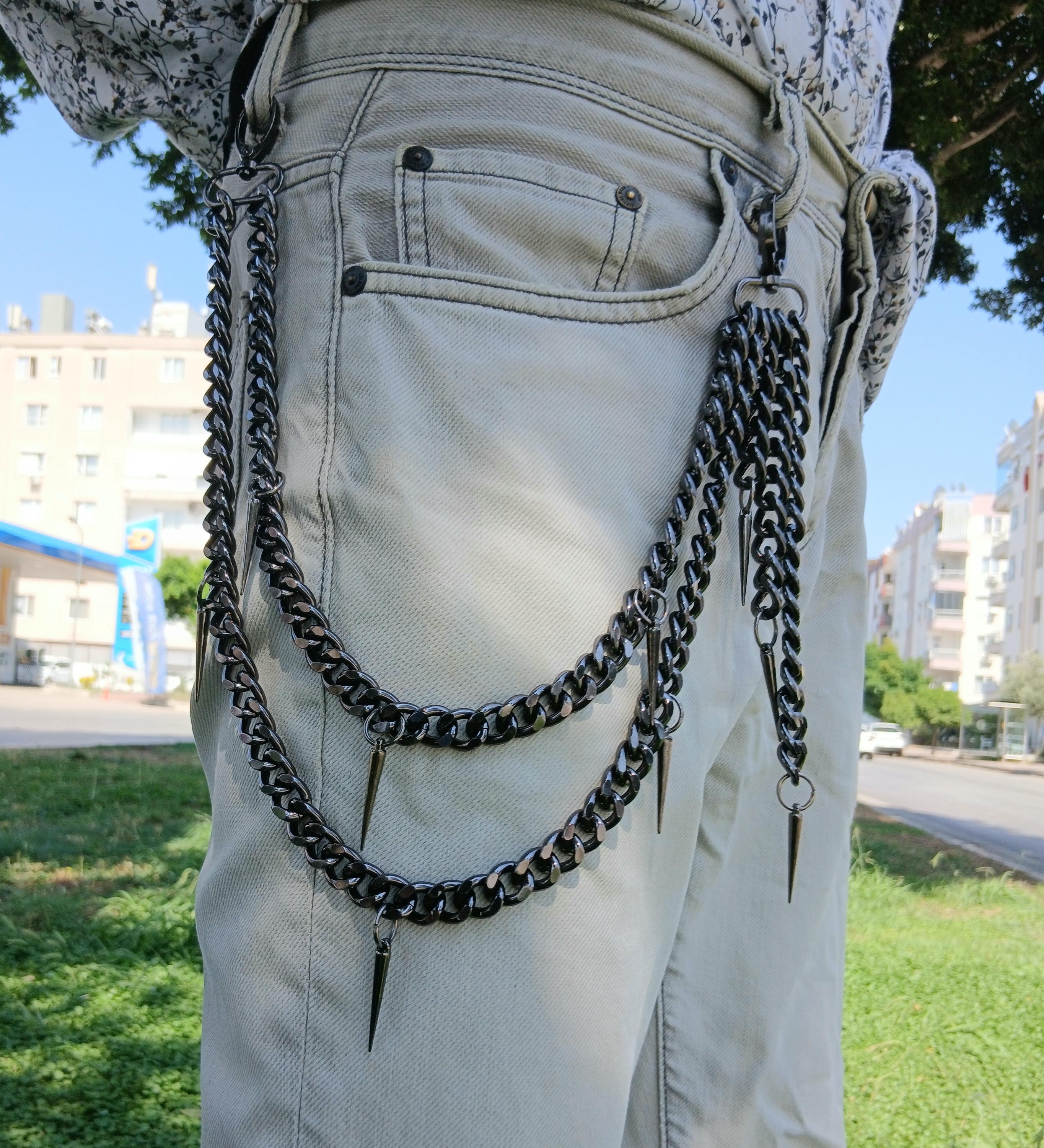 Metal Punk Rock Layered Chain Keychains for Men Women Waist Key Chain ...