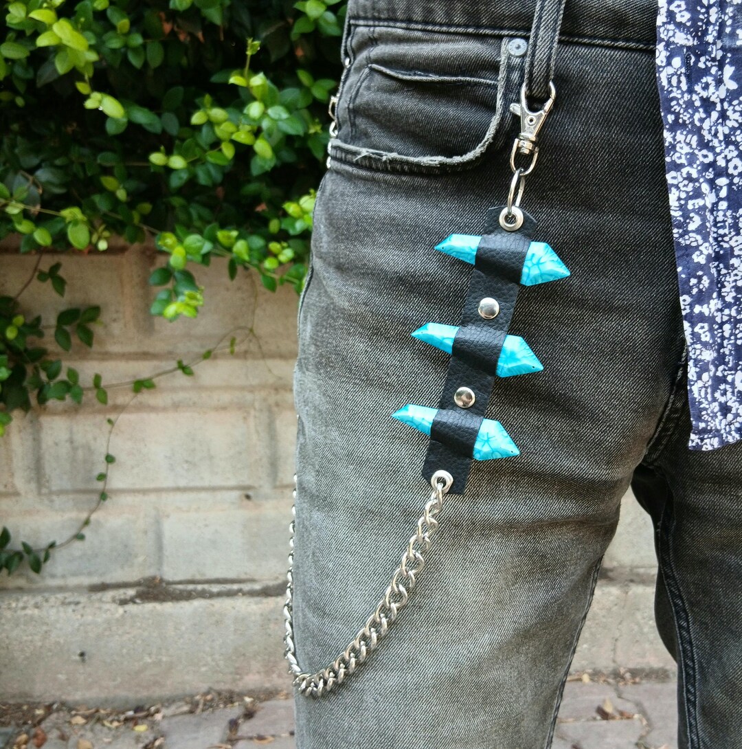 Metal Punk Rock Layered Spike Chain Keychains for Men Women Waist Key ...