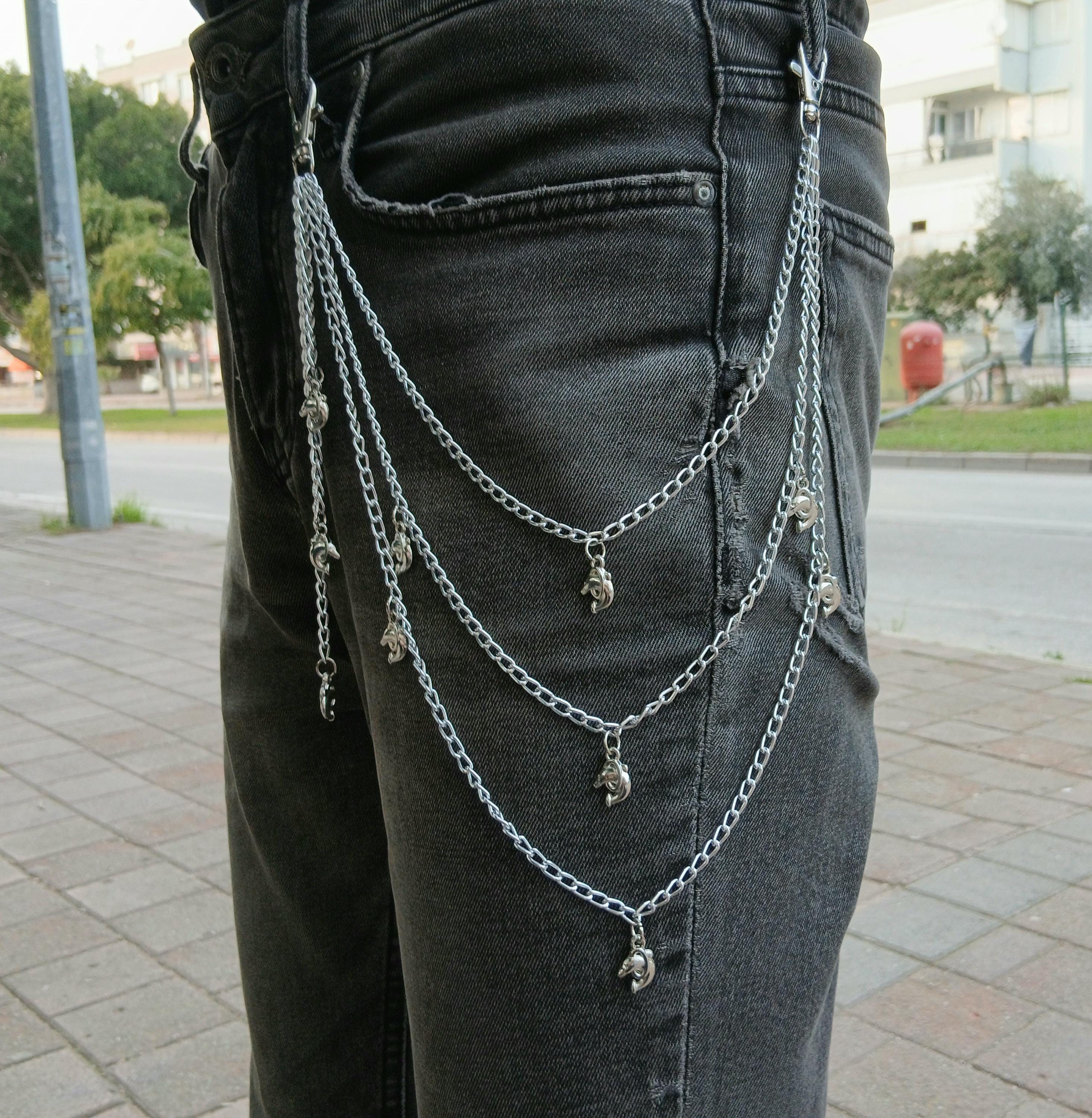 Metal Punk Rock Layered Chain Keychains for Men Women Waist Key Chain ...