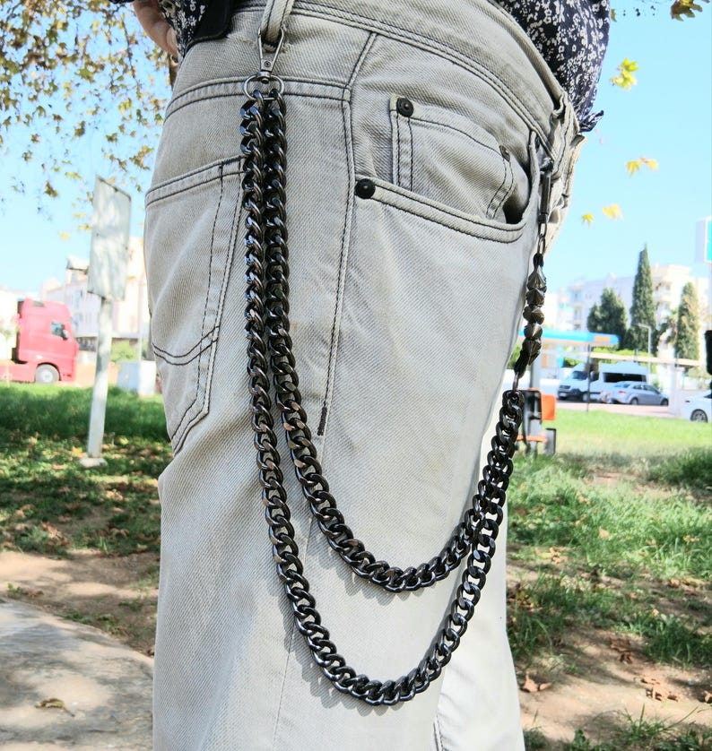 Metal Punk Rock Layered Chain Keychains for Men Women Waist Key Chain ...