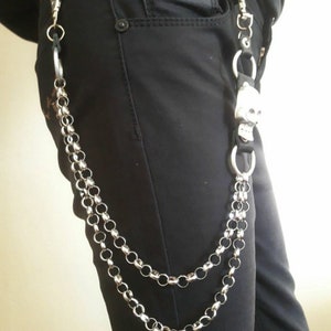 Skull Pants Chain Buckle on the Jeans Pants Aesthetic Accessories Jeans ...