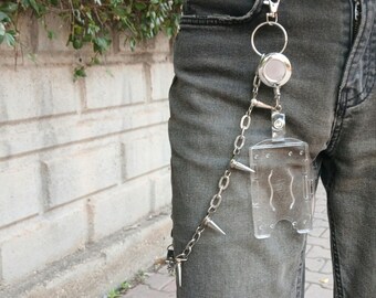 Metal Punk Rock Layered Spike Chain Keychains for Men Women Waist Key ...