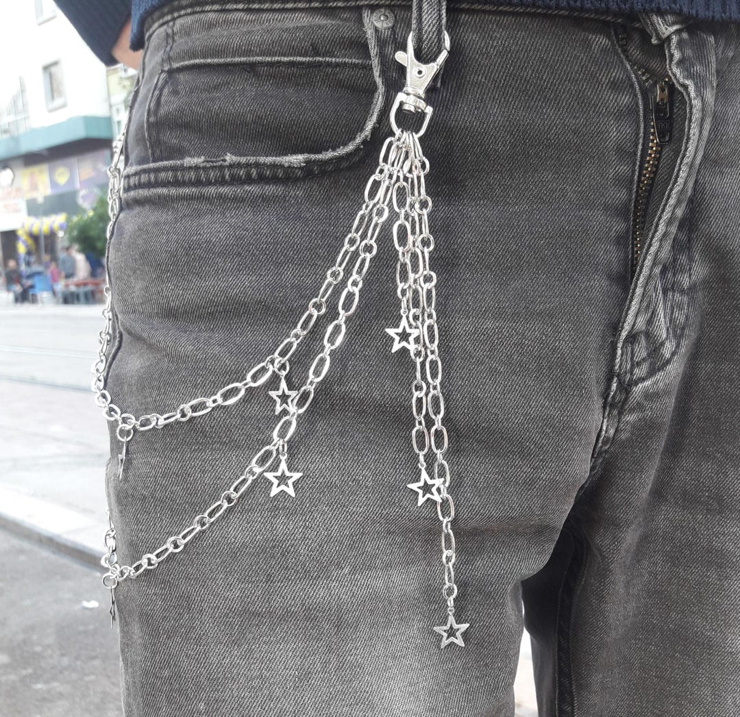 Metal Punk Rock Layered Chain Keychains for Men Women Waist Key Chain ...
