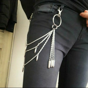 Metal Punk Rock Layered Bullet Chain Keychains for Men Women Waist Key ...