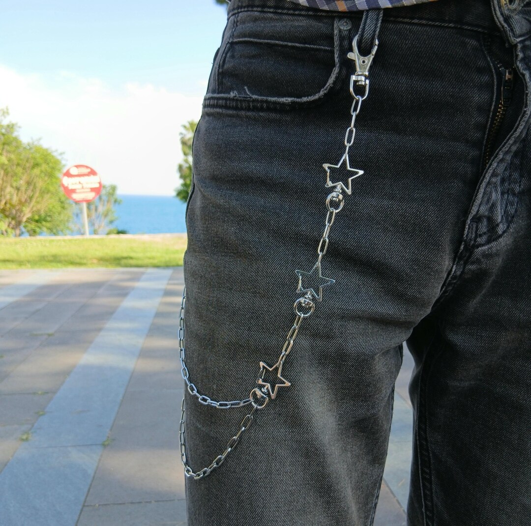 Metal Punk Rock Layered Chain Keychains for Men Women Waist Key Chain ...