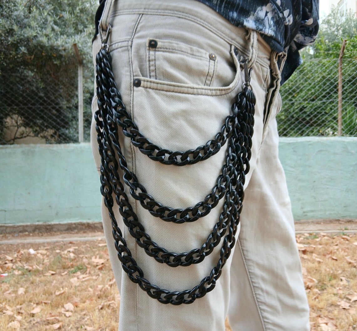 Metal Punk Rock Layered Chain Keychains for Men Women Waist Key Chain ...