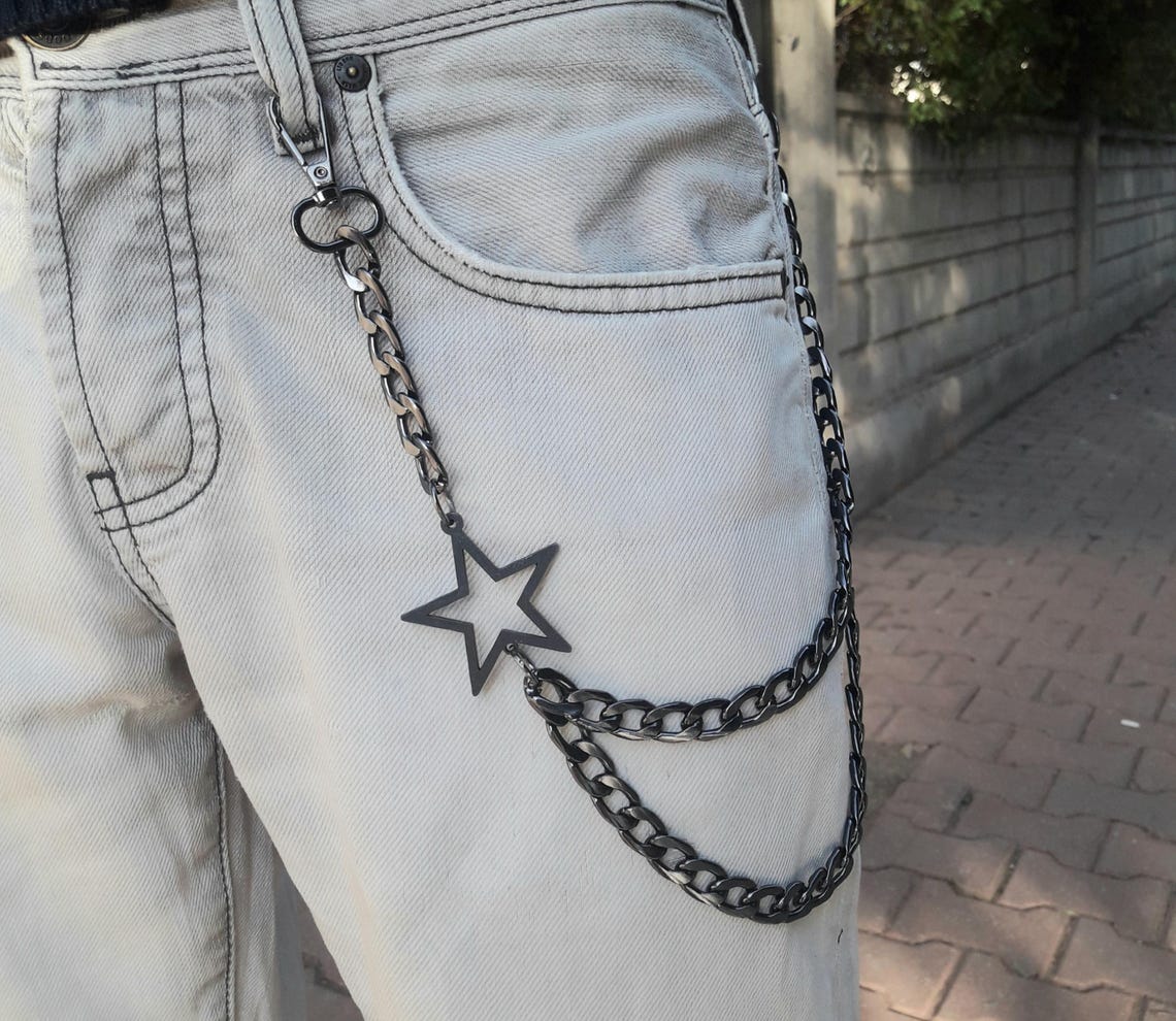 Metal Punk Rock Layered Chain Keychains for Men Women Waist Key Chain ...
