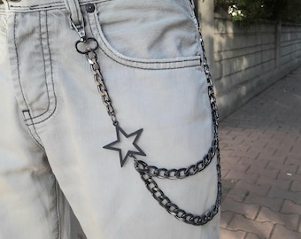 Metal Punk Rock Layered Chain Keychains for Men Women Waist Key Chain ...