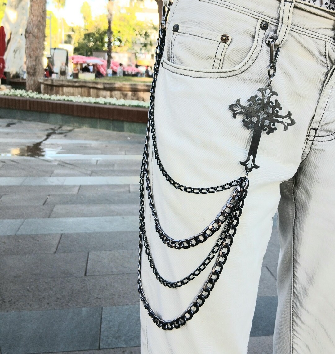 Metal Punk Rock Layered Chain Keychains for Men Women Waist Key Chain ...