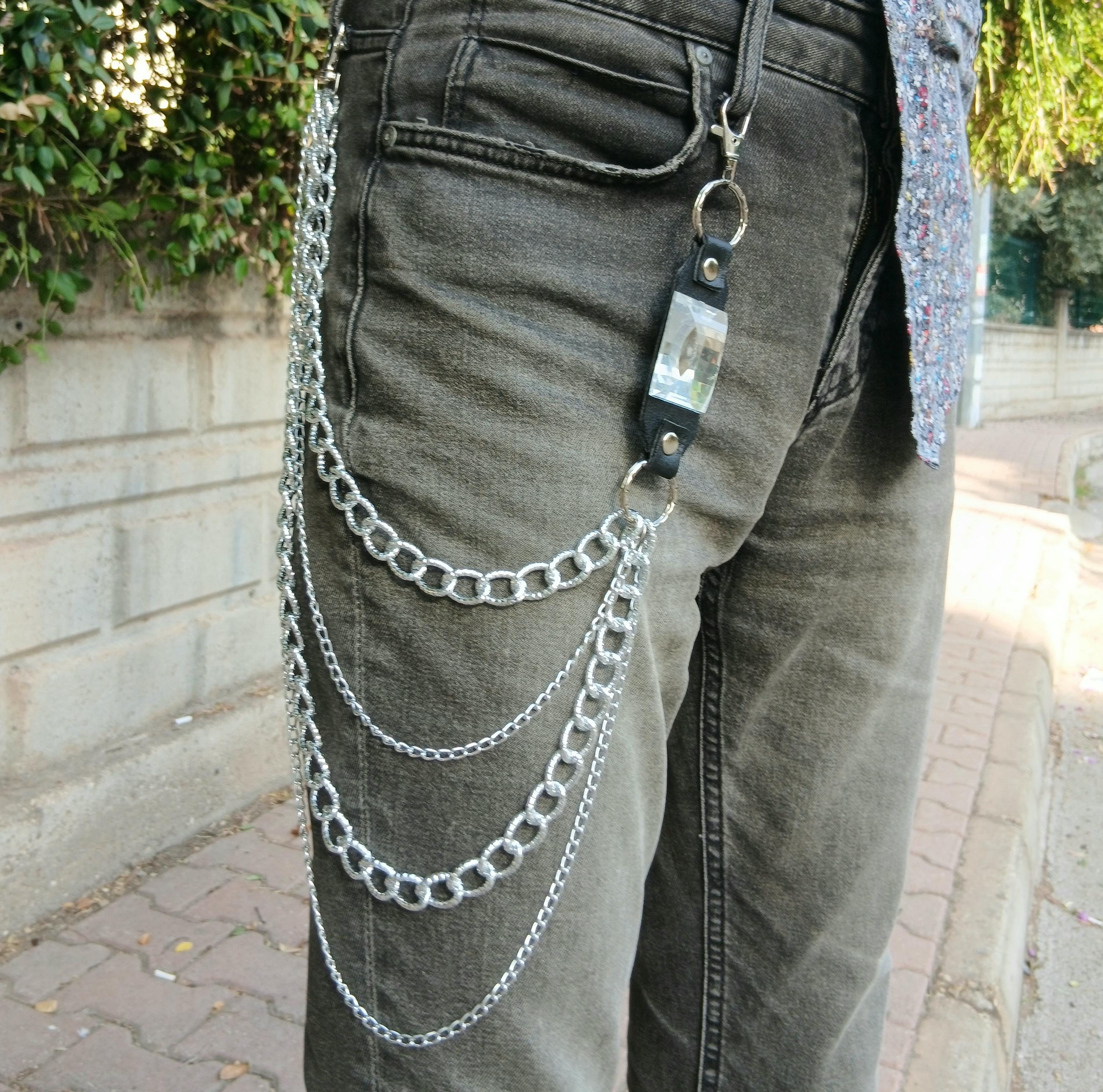 Metal Punk Rock Layered Chain Keychains for Men Women Waist Key Chain ...