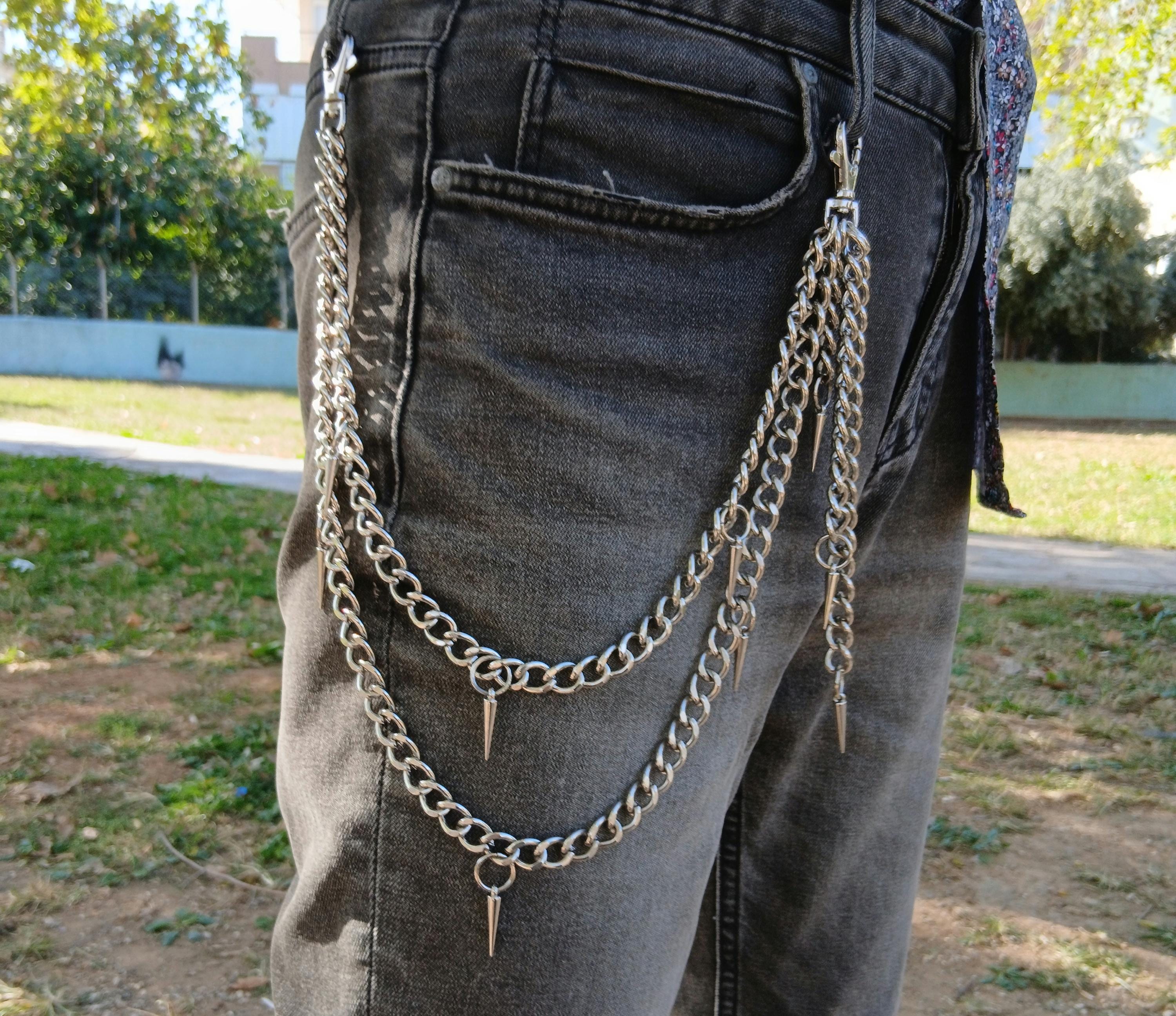 Metal Punk Rock Layered Chain Keychains for Men Women Waist Key Chain ...