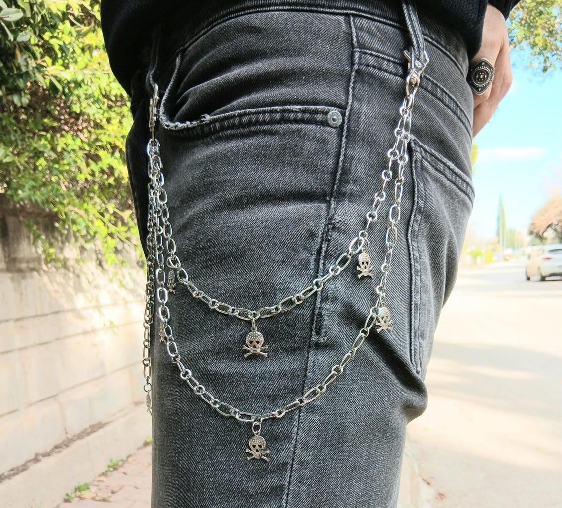 Metal Punk Rock Layered Chain Keychains for Men Women Waist Key Chain ...