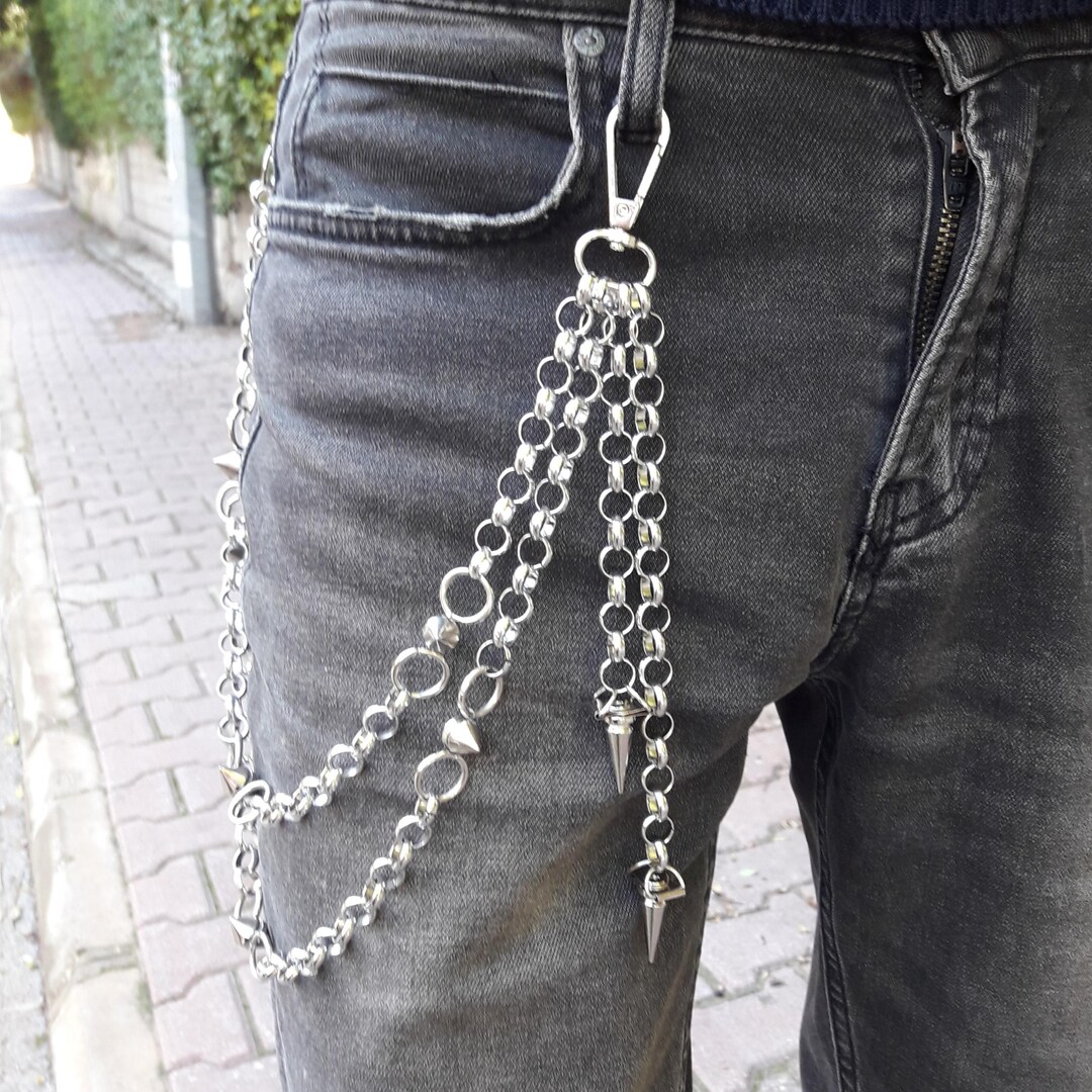 Metal Punk Rock Layered Chain Keychains for Men Women Waist Key Chain ...