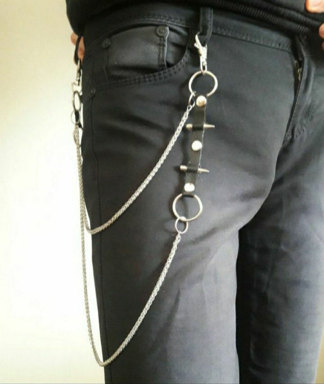 Metal Punk Rock Layered Bullet Chain Keychains for Men Women Waist Key ...