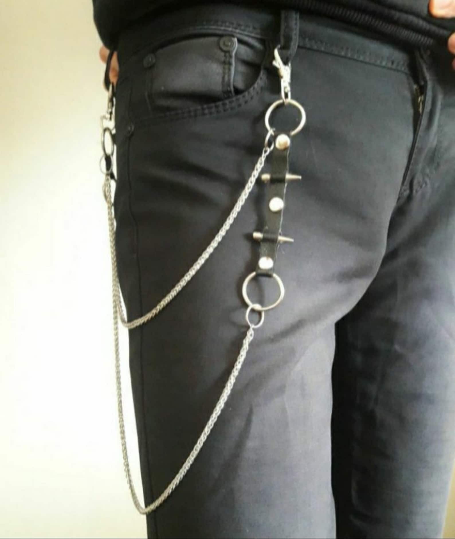 Metal Punk Rock Layered Bullet Chain Keychains for Men Women Waist Key ...
