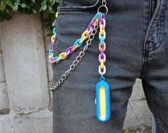 Metal Punk Rock Layered Spike Chain Keychains for Men Women Waist Key ...