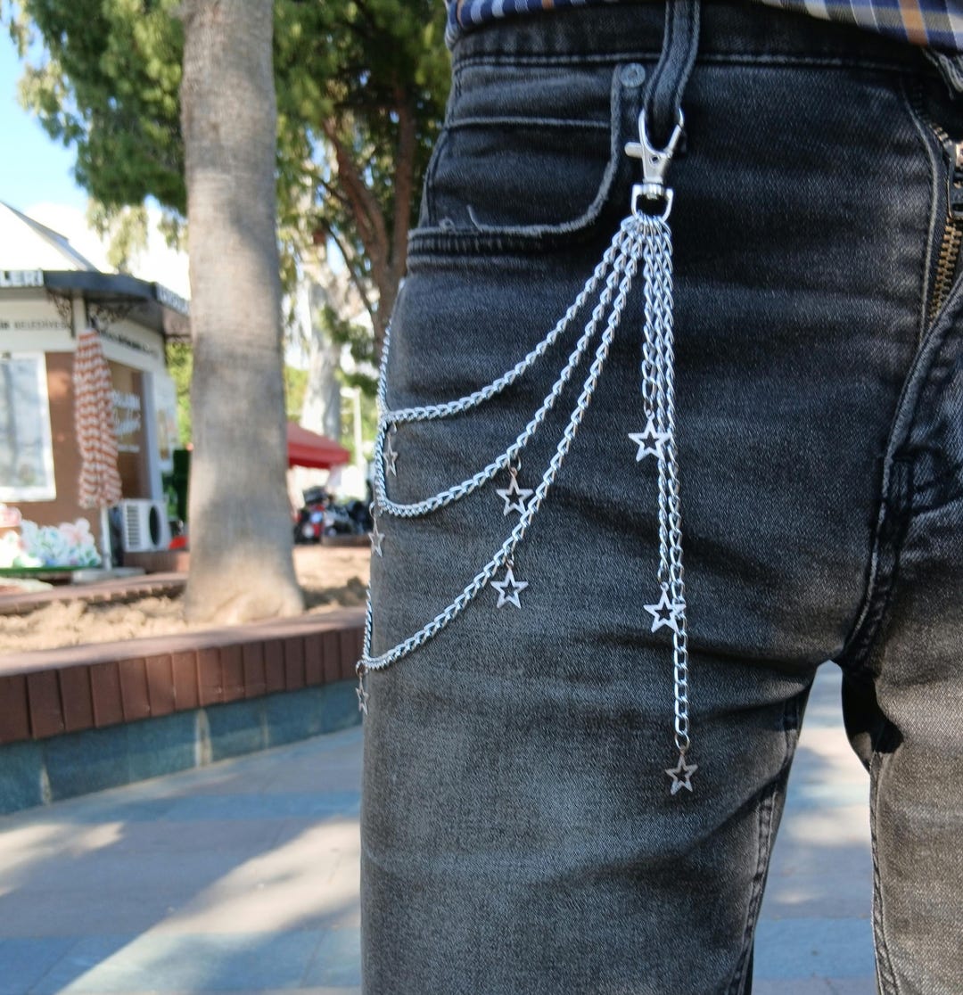 Metal Punk Rock Layered Chain Keychains for Men Women Waist Key Chain ...