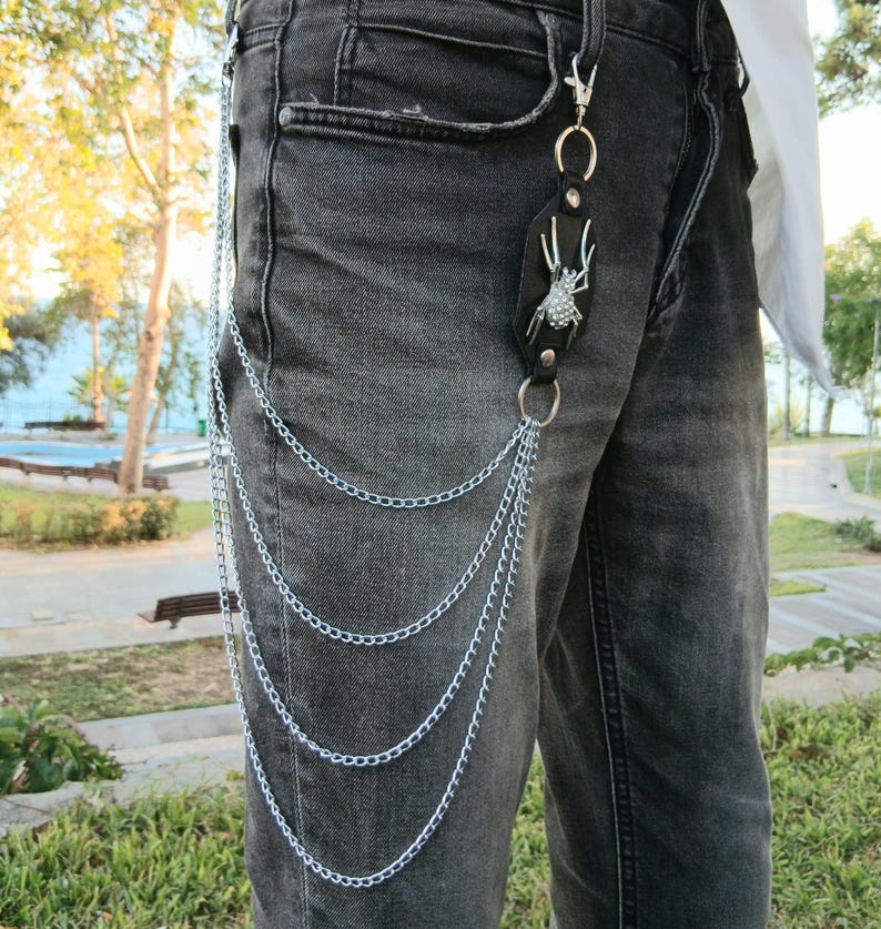 Metal Punk Rock Layered Chain Keychains for Men Women Waist Key Chain ...