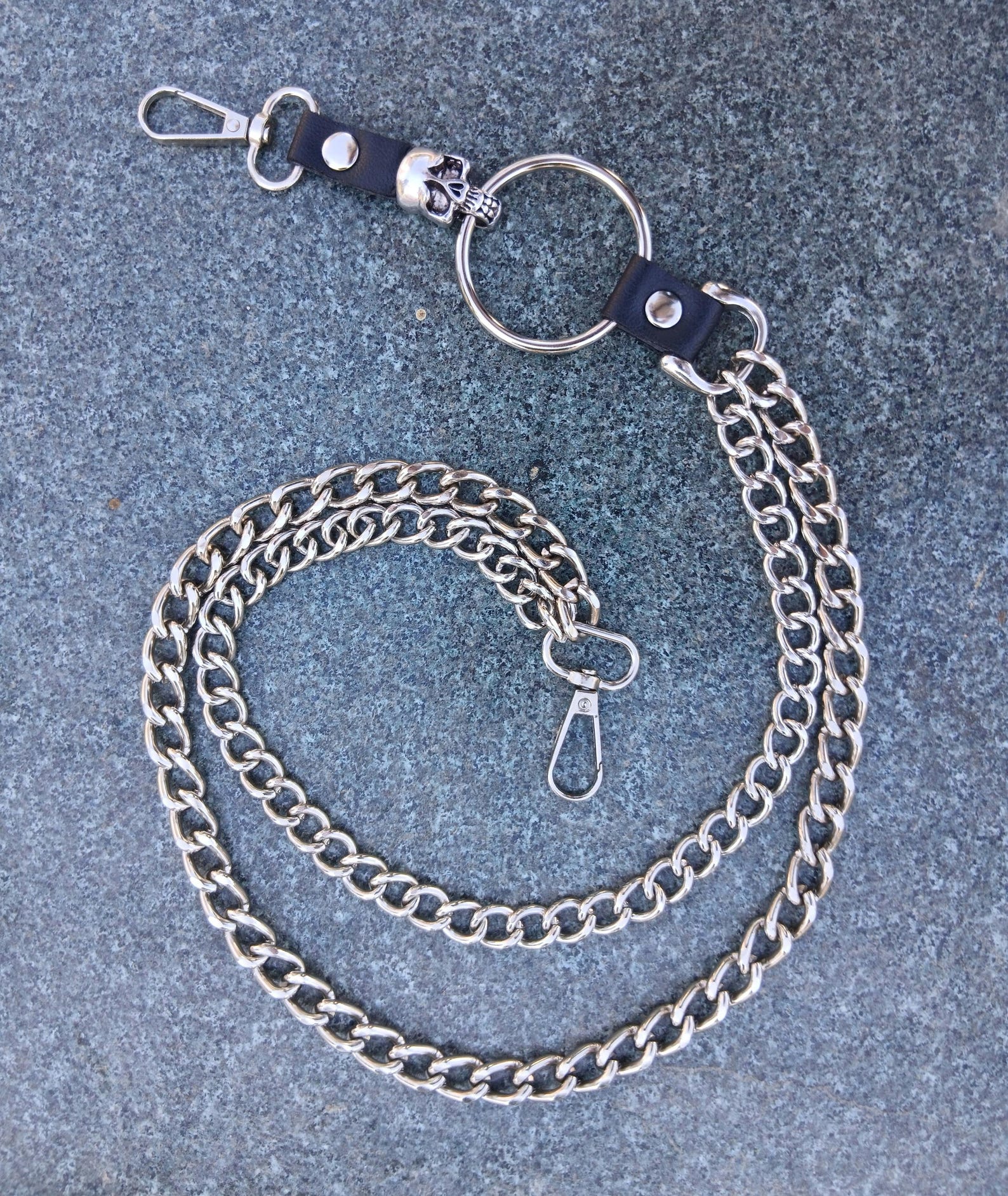 Metal Punk Rock Layered Skull Chain Keychains for Men Women Waist Key ...