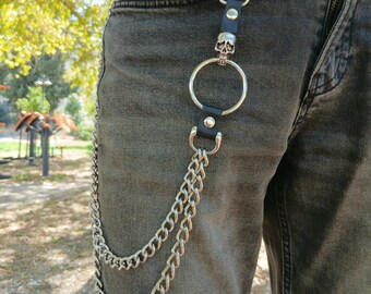Metal Punk Rock Layered Spike Chain Keychains for Men Women Waist Key ...