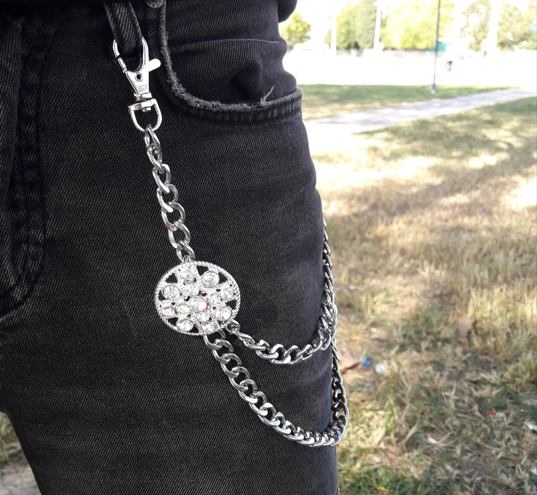 Metal Punk Rock Layered Chain Keychains for Men Women Waist Key Chain ...