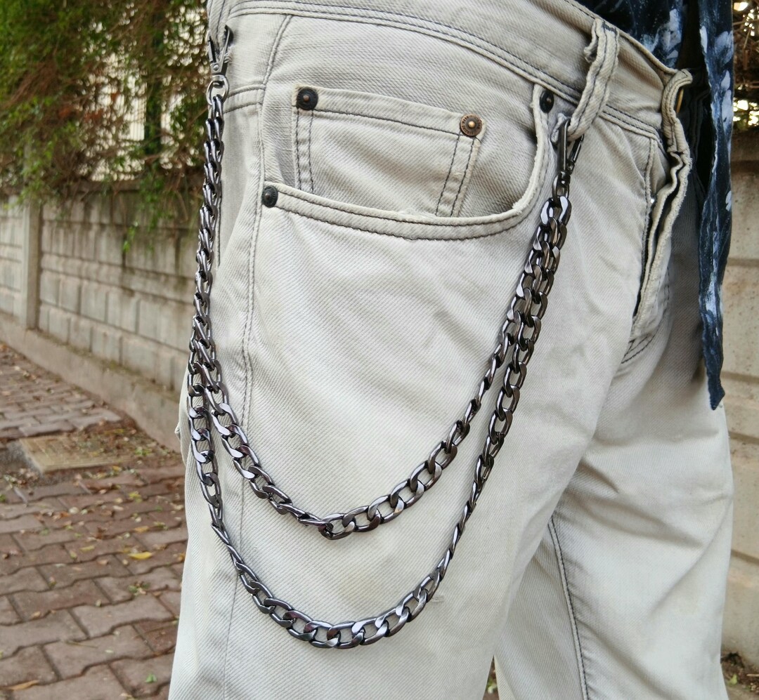 Metal Punk Rock Layered Chain Keychains for Men Women Waist Key Chain ...