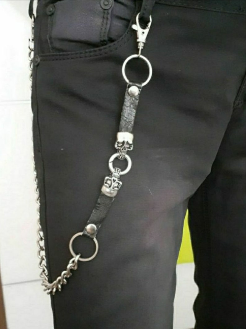 Skull Pants Chain Buckle on the Jeans Pants Aesthetic Accessories Jeans ...