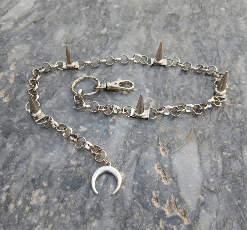 Metal Punk Rock Layered Spike Chain Keychains for Men Women Waist Key ...